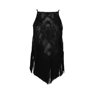 Balenciaga Scarf Fringe Top In Lace - Black