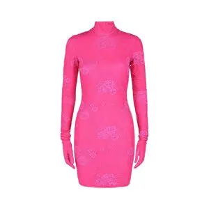 Balenciaga Floral Lace Mini Dress With Gloves 'lipstick - Pink