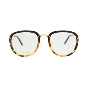 Gucci Square-frame Acetate Optical Frames 'havana/gold/transparent - Brown