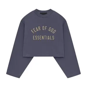 Fear Of God Tri-blend Cropped Longsleeve Shirt 'marine - Blue