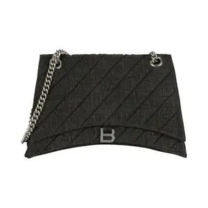 Balenciaga Crush Medium Denim Shoulder Bag 'charcoal/black - Grey