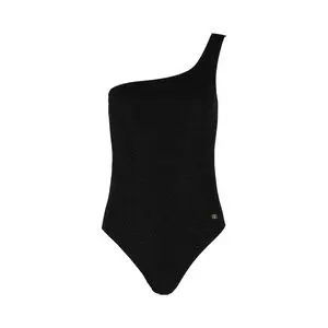 Balenciaga Asymmetric Lurex One Piece Swimsuit - Black
