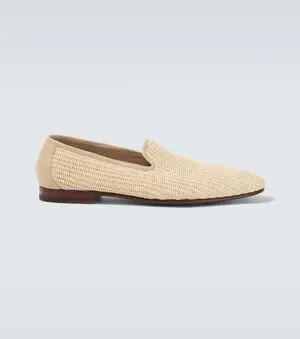 Manolo Blahnik Mario Raffia Loafers - Beige