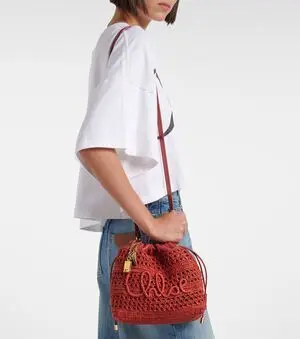Chloé Raffia Drawstring Shoulder Bag