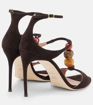 MALONE SOULIERS Lena Beaded Suede Sandals