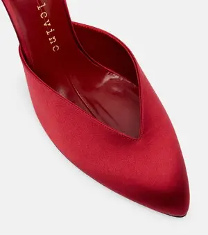 HERBERT LEVINE Satin Pointed Toe Mules