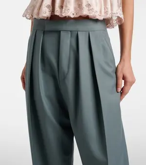 Chloé Pleated Virgin Wool Straight Pants