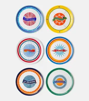 BITOSSI Bel Paese Set Of 6 Porcelain Plates - Multicoloured