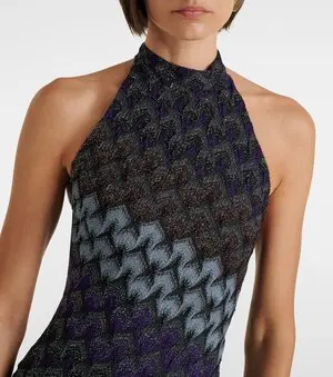 Missoni Halterneck Knitted Lame Gown