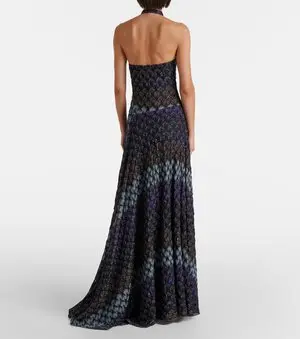 Missoni Halterneck Knitted Lame Gown
