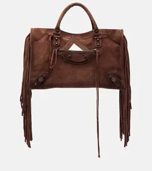 Balenciaga Le City Medium Suede Top Handle Bag - Brown