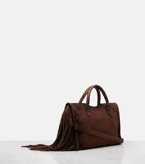 Balenciaga Le City Medium Suede Top Handle Bag