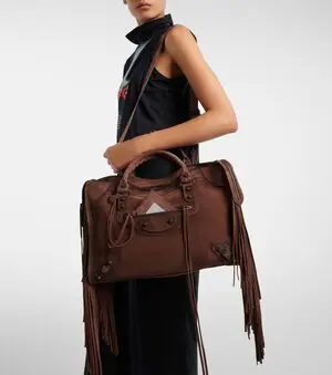 Balenciaga Le City Medium Suede Top Handle Bag