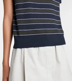 Vince Striped Cotton And Cashmere Sweater