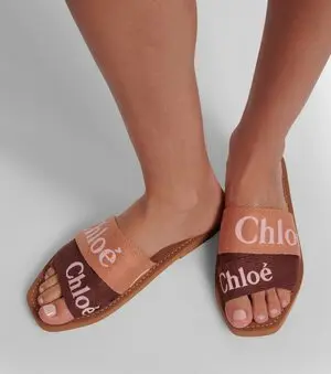 Chloé Woody Canvas Slides - Multicoloured
