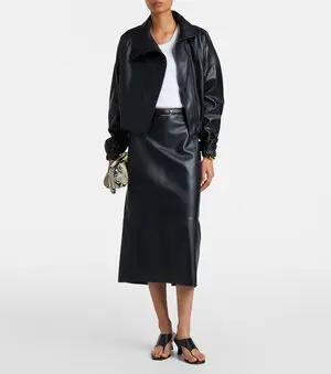 Vince Leather Bomber Jacket