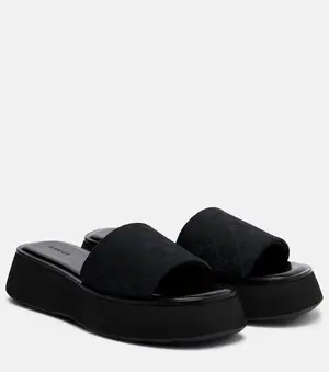 Gucci Gg Canvas Platform Slides
