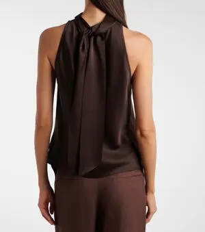 Brunello Cucinelli Asymmetrical Silk Satin Top