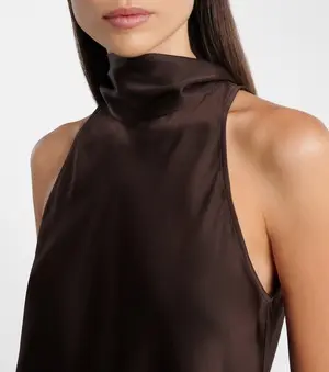 Brunello Cucinelli Asymmetrical Silk Satin Top