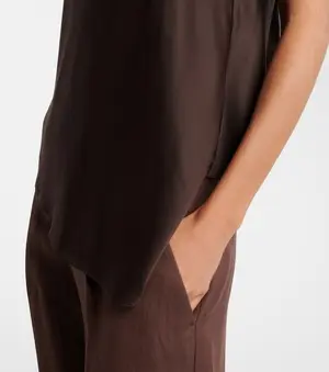 Brunello Cucinelli Asymmetrical Silk Satin Top