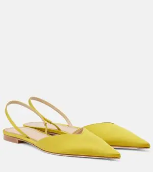 Victoria Beckham Satin Pointed Toe Slingback Flats