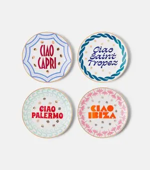 BITOSSI Ciao Mondo Set Of 4 Dessert Plates - Multicoloured