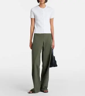 Vince Colette Cotton Twill Wide-leg Pants - Green