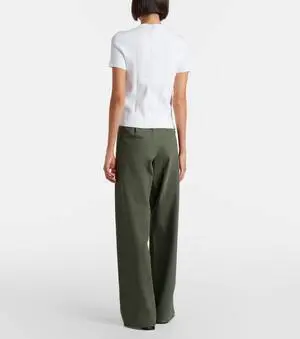 Vince Colette Cotton Twill Wide-leg Pants - Green