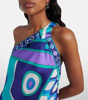 Emilio Pucci Vivara Asymmetric Silk Twill Midi Dress