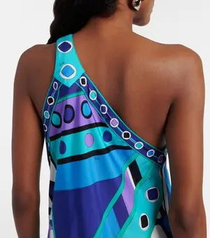 Emilio Pucci Vivara Asymmetric Silk Twill Midi Dress