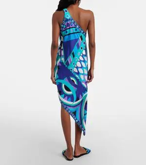 Emilio Pucci Vivara Asymmetric Silk Twill Midi Dress