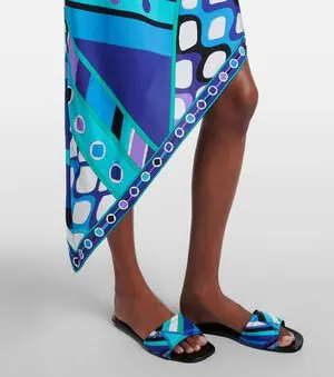 Emilio Pucci Vivara Asymmetric Silk Twill Midi Dress