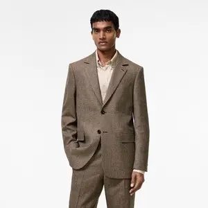 Burberry Checked Wool Linen Blend Sloane Tailored Jacket