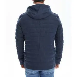 Herno Quilted Linen Jacket With Drawstring Hood - Blue