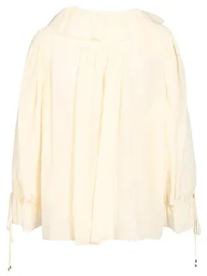 Chloé Long-sleeved Silk Shirt With Ruffled Front - White