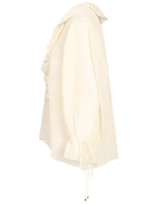 Chloé Long-sleeved Silk Shirt With Ruffled Front - White