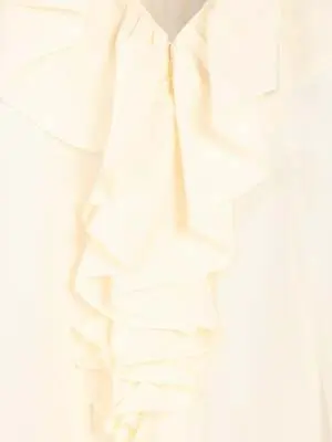 Chloé Long-sleeved Silk Shirt With Ruffled Front - White