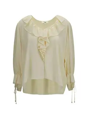 Chloé Long-sleeved Silk Shirt With Ruffled Front - White