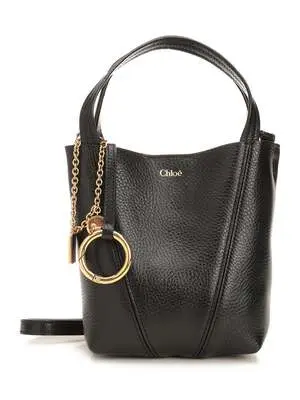 Chloé Small Spin Bag In Grained Leather - Black