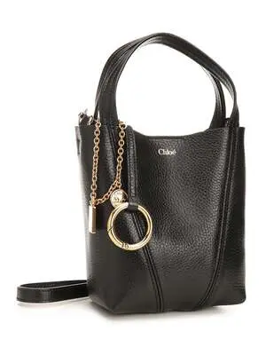Chloé Small Spin Bag In Grained Leather - Black