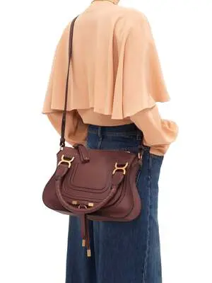 Chloé Small Marcie Bag In Granate Leather