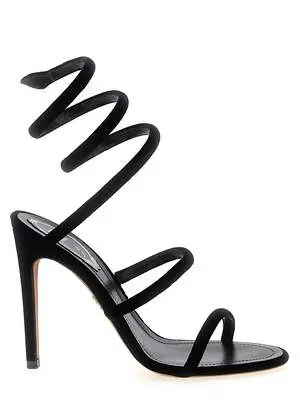 Rene Caovilla Cleo' Velvet Ankle Wrap Sandals - Black