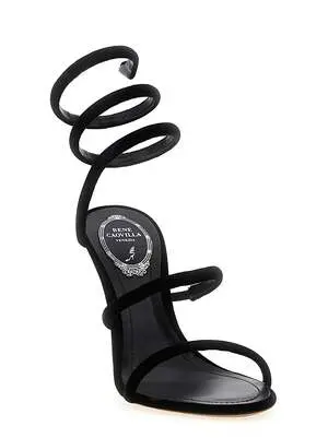 Rene Caovilla Cleo' Velvet Ankle Wrap Sandals - Black