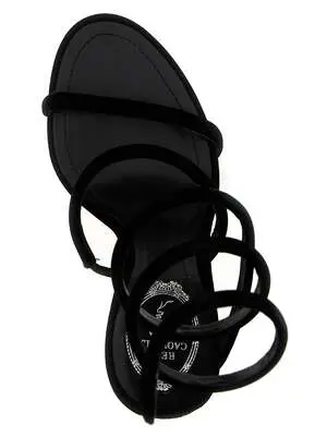 Rene Caovilla Cleo' Velvet Ankle Wrap Sandals - Black