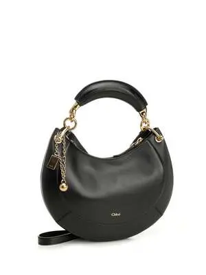 Chloé Half-moon Leather Shoulder Bag With Gold-tone Hardware - Black