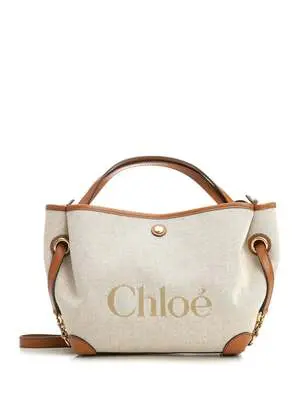 Chloé Small Cotton Canvas Bag With Calfskin Trim - White