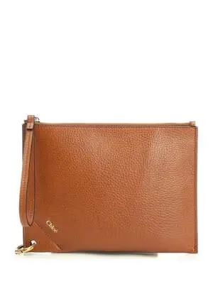 Chloé Spin Clutch Bag In Cowhide - Brown