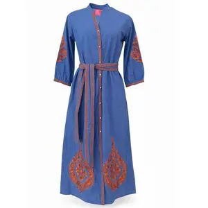 JUST DARVINY Mykonos Dress Coral - Blue
