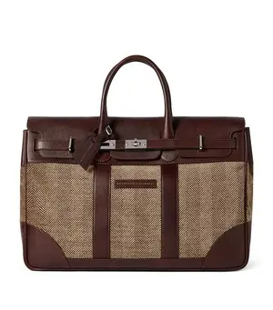 Brunello Cucinelli Leather-trim Chevron Holdall - Brown