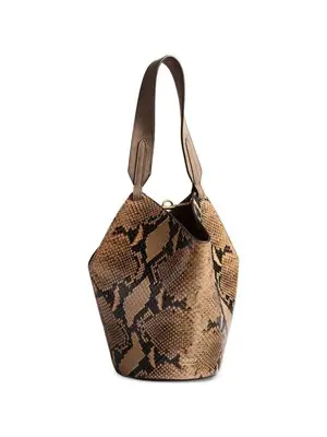 Khaite Lotus Mini Leather Bucket Bag - Beige